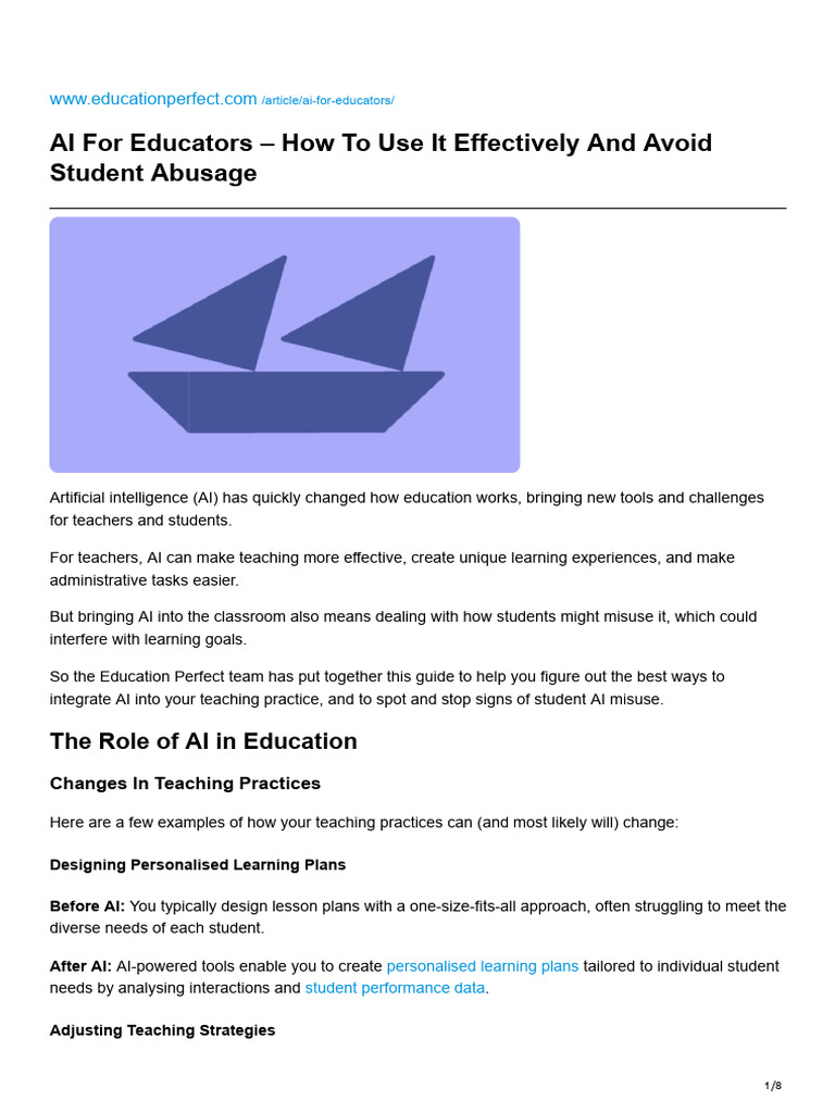 Integrating AI in Education: Best Practices | PDF | Artificial ...