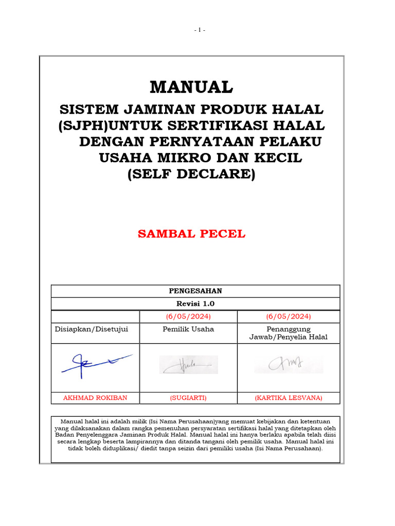 Manual SJPH Self Declare Final AKHMAD ROKIBAN | PDF