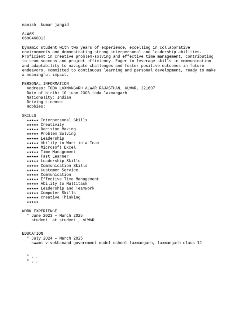 Manish Kumar Jangid - Resume | PDF