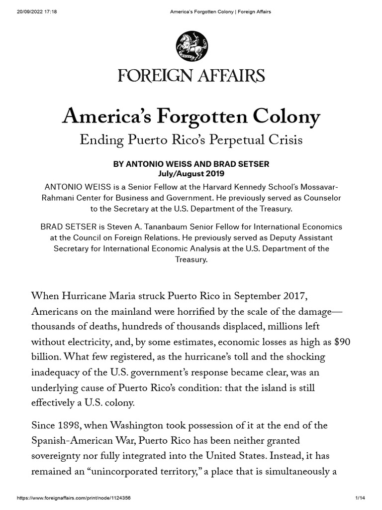 Puerto Rico Forgotten Colony | PDF | Territories Of The United States ...