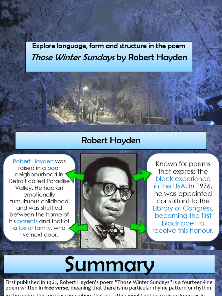 Those Winter Sundays Notes | PDF | Poetry