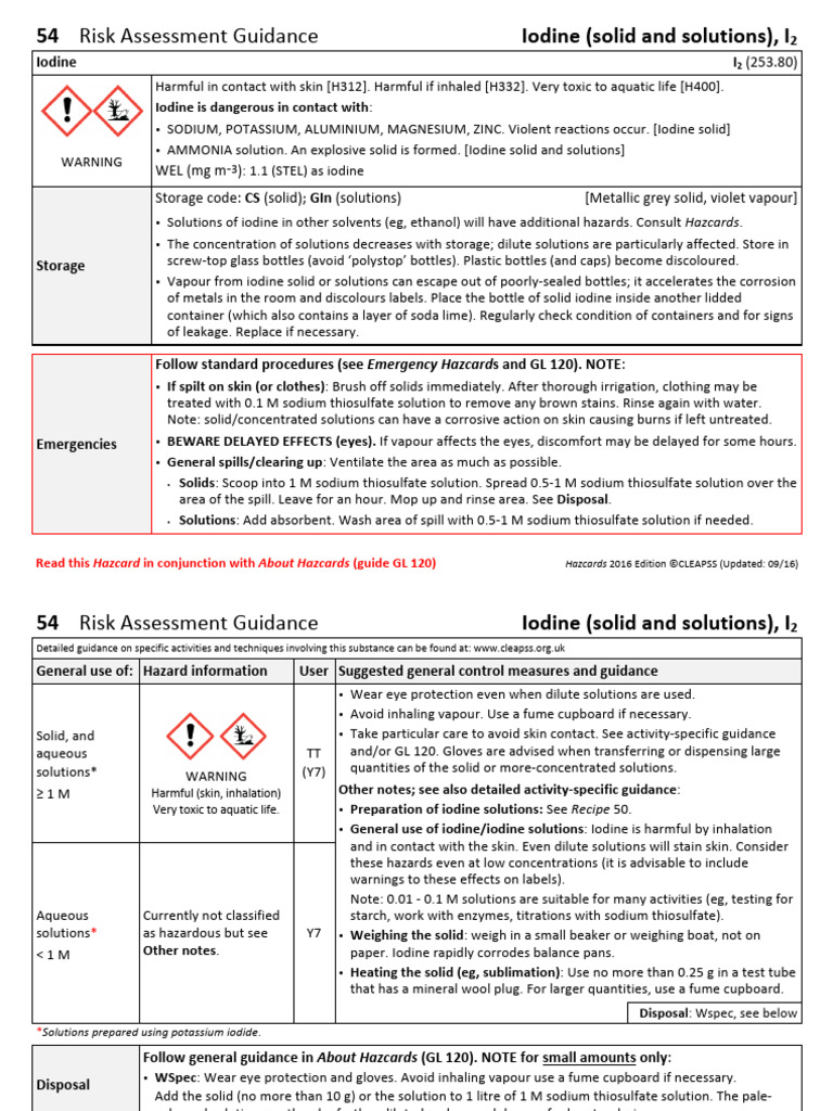 Iodine Hazards and Safety Guidelines | PDF | Iodine | Magnesium
