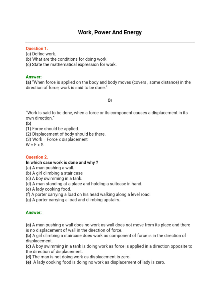 Goyal Brothers Prakashan Physics Solutions Class 10 Chapter 2 Work ...