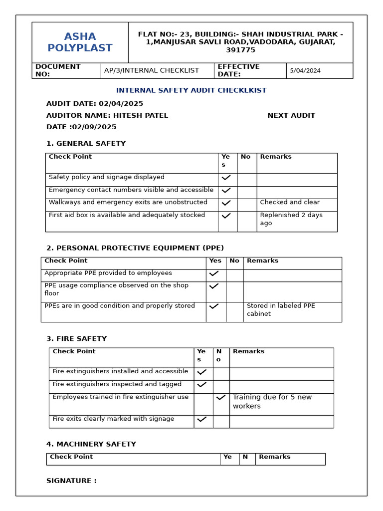 3.4.4internal Safety Audit | PDF | Personal Protective Equipment ...