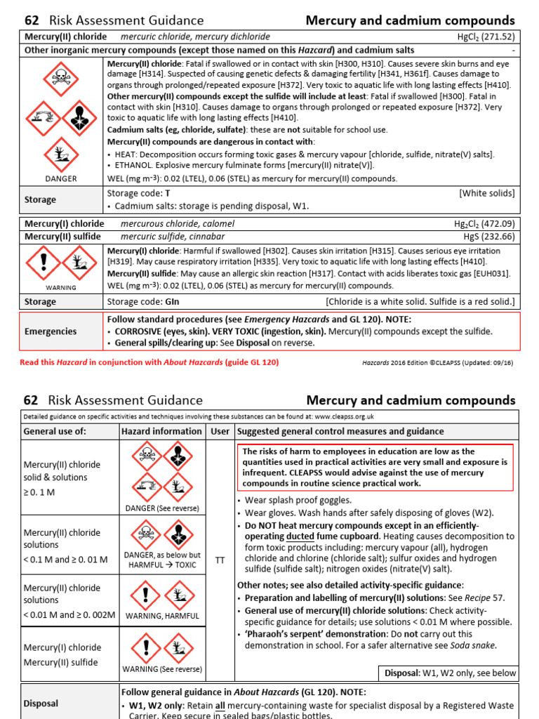 HC062 Mercury and Cadmium Compounds | PDF | Mercury (Element) | Molecules