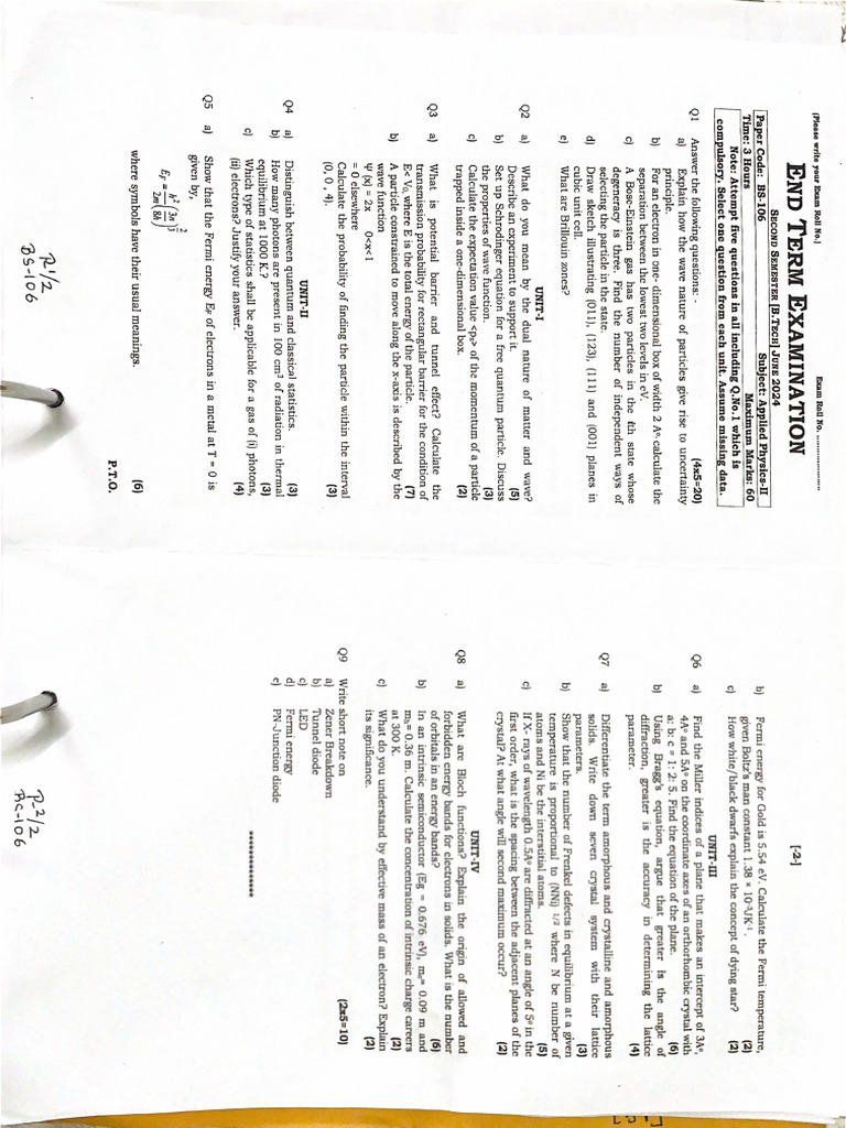 End Term Examination | PDF