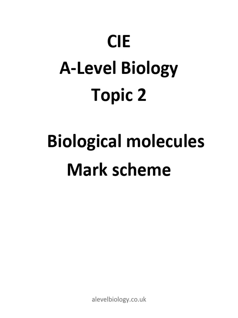 A-Level Biology Mark Scheme: Biological Molecules | PDF | Metabolism ...
