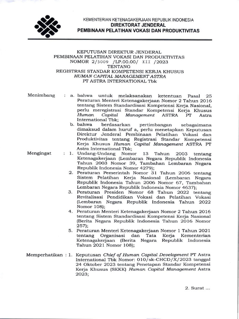 SKKK 2023-5009 (Human Capital Management Astra, PT Astra International ...