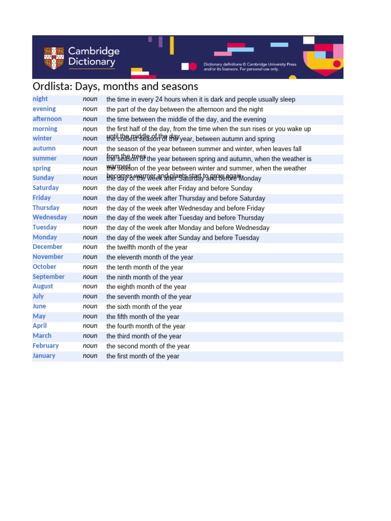 Days in Each Season Explained | PDF