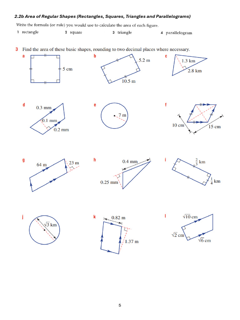 Area of Shapes | PDF