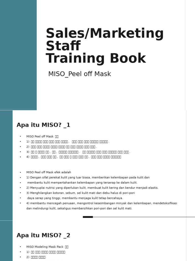 240702-Training Book (MISO - Peel Off Mask) | PDF