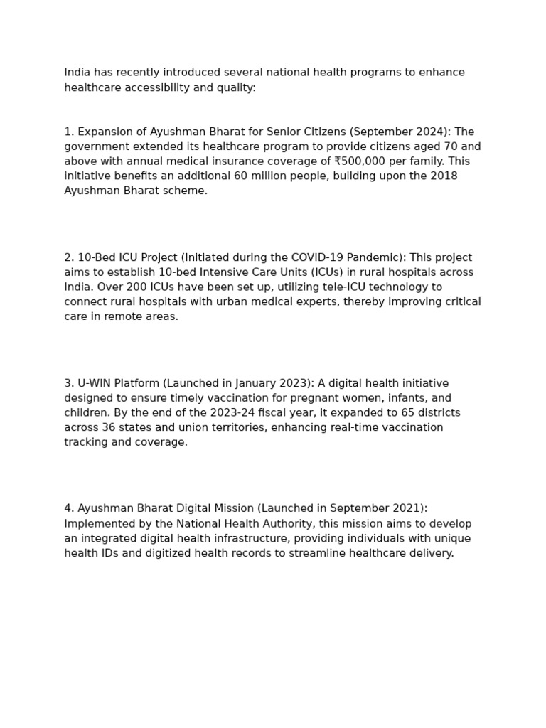 New National Health Programs | PDF