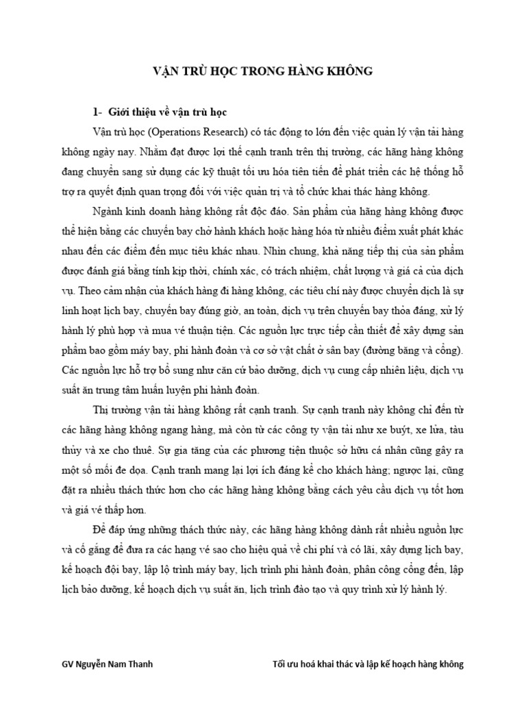 Vận Trù Học Trong Hàng Không | PDF