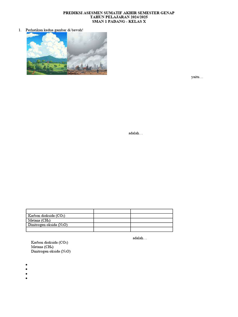 Prediksi Asesmen Sumatif Akhir Semester Genap - Sma 1 | PDF