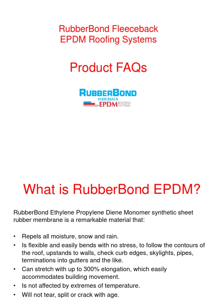 RubberBond FleeceBack EPDM FAQs | PDF | Roof | Building Insulation