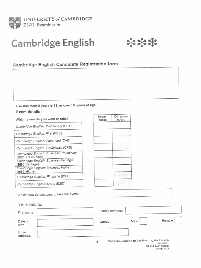 Matricula Cambridge 18 Over | PDF