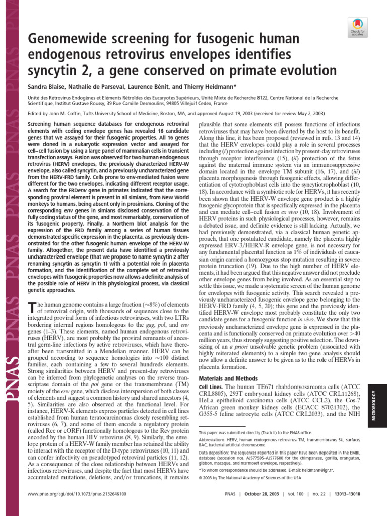 Genomewide Screening For Fusogenic Human Endogenous Retrovirus ...