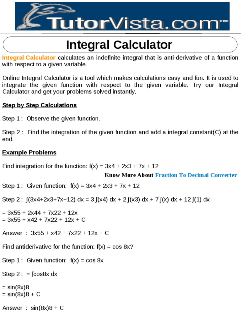 Integral Calculator | PDF