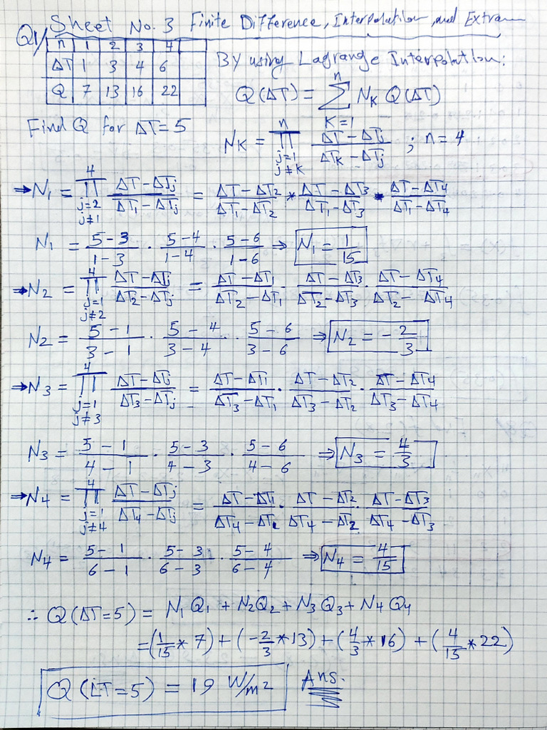 Sheet No 3 Finite Difference, Interpolation and Extrapolation Solutions | PDF