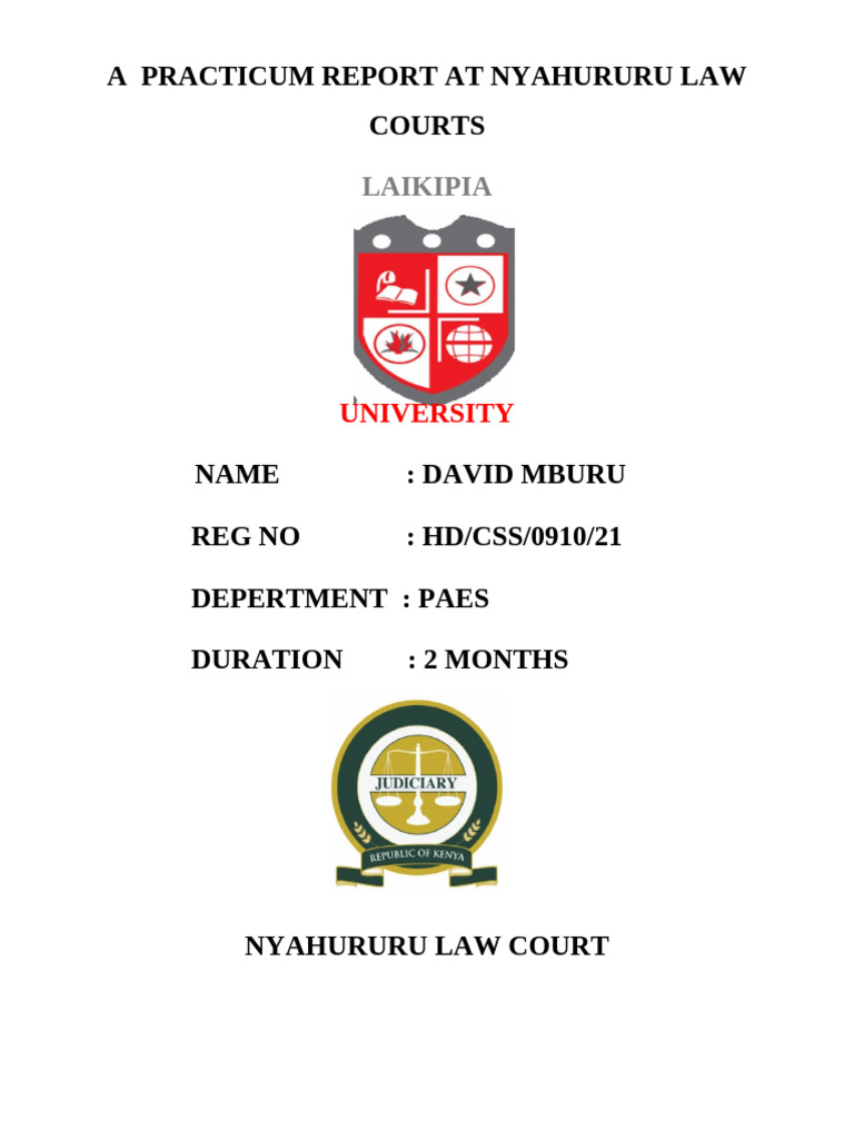 A Practicum Report at Nyahururu Law Courts David Mburu | PDF | Public ...