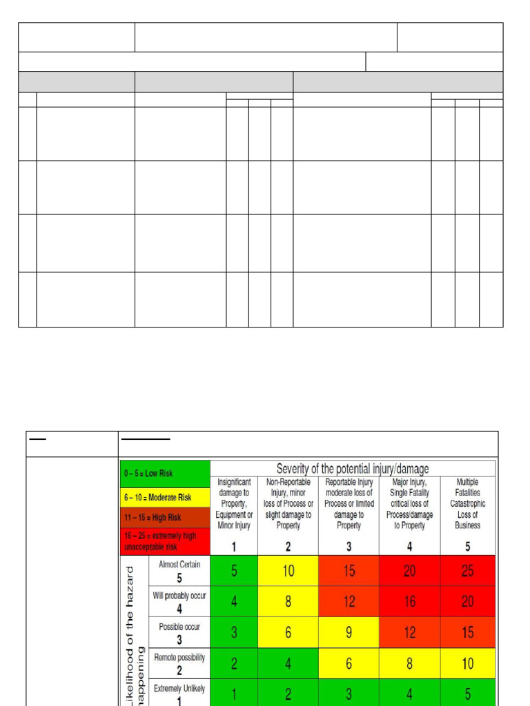 Risk Assessment Form - Updated | PDF