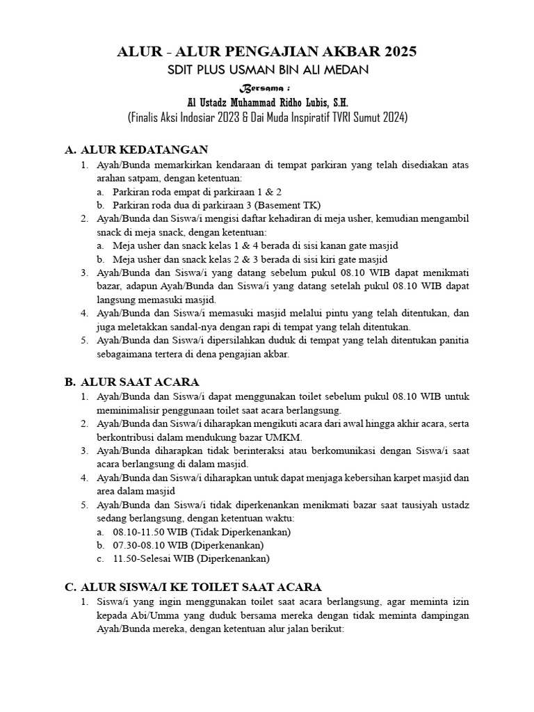 Alur - Alur Pengajian Akbar 2025 | PDF