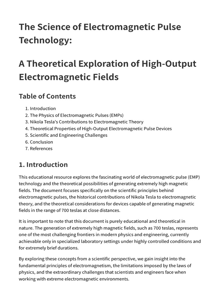 Electromagnetic Pulse Technology Educational Resource | PDF ...