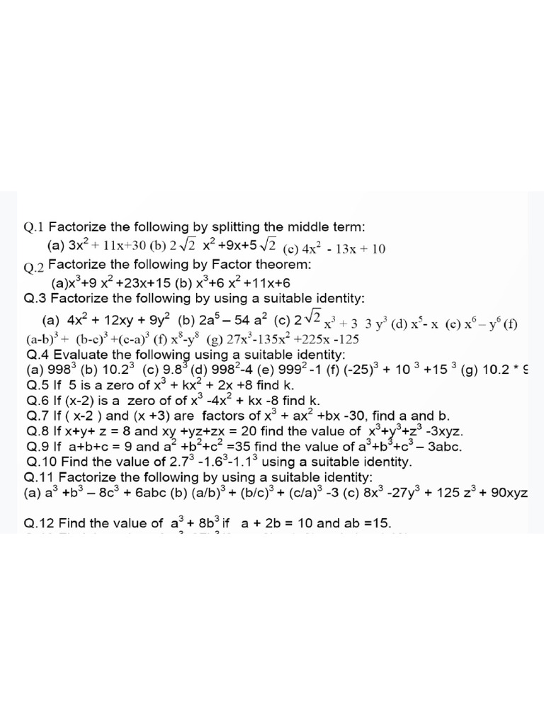 Assignment Chapter 2 Maths Class 9 | PDF