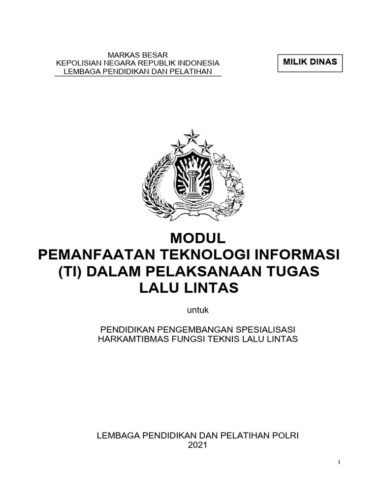 Modul Pemanfaatan Teknologi Informasi (Ti) Dalam Pelaksanaan Tugas Lalu Lintas | PDF