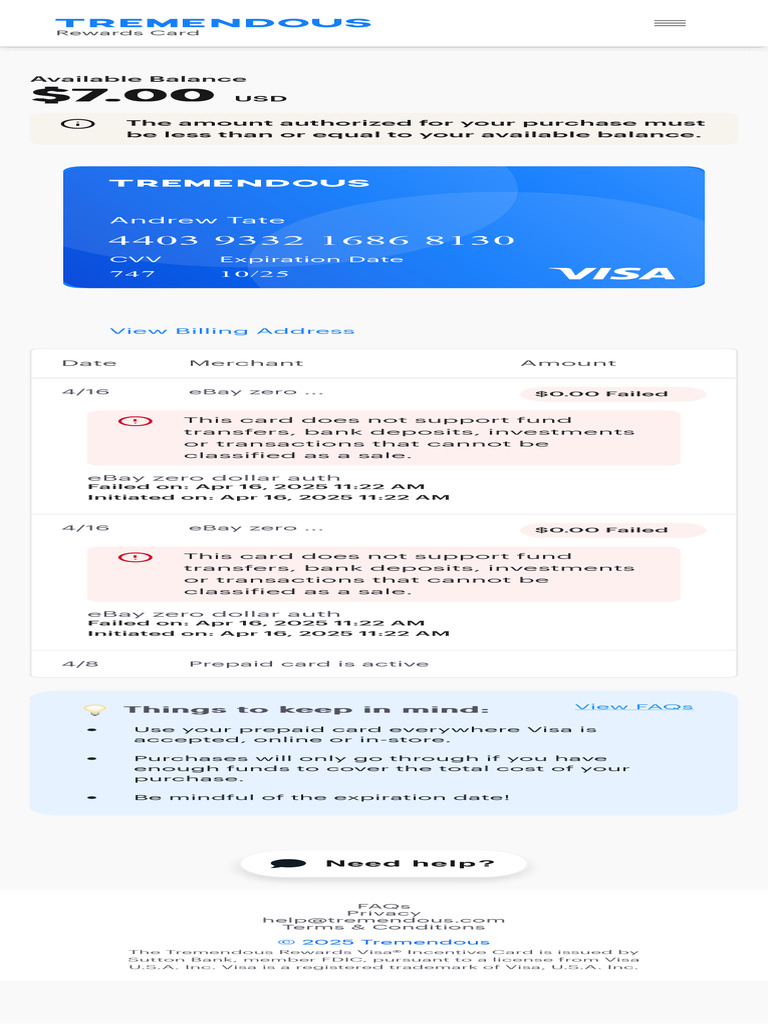 Tremendous Rewards Card | PDF