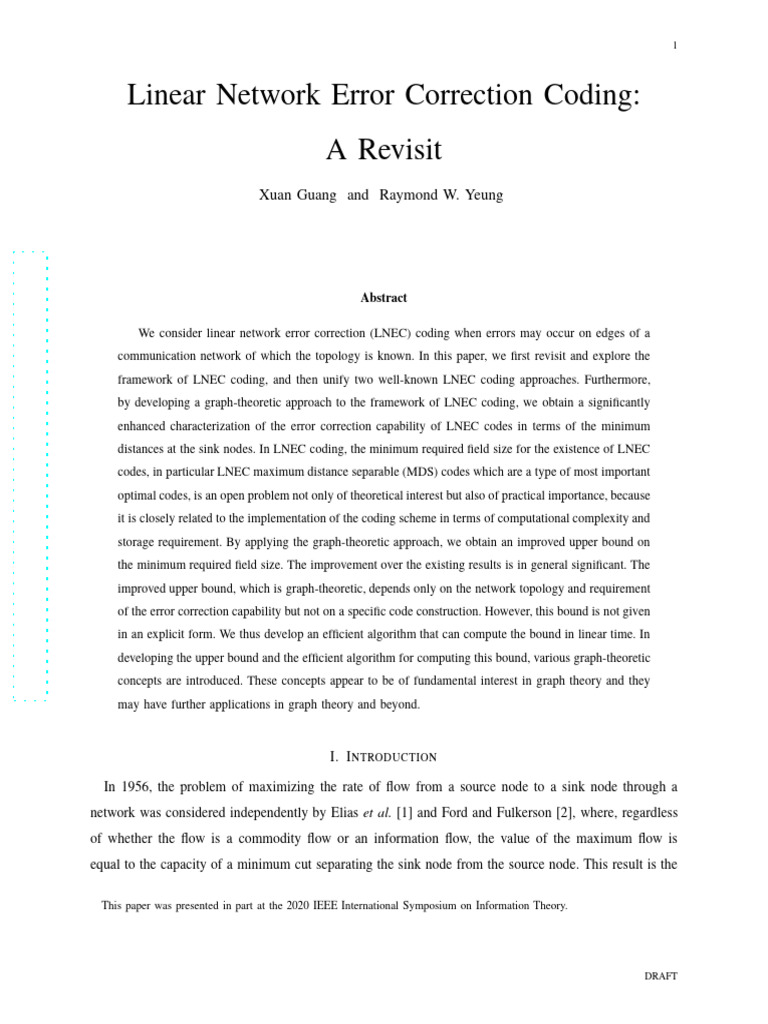 Linear Network Error Correction Coding | PDF | Graph Theory | Matrix (Mathematics)
