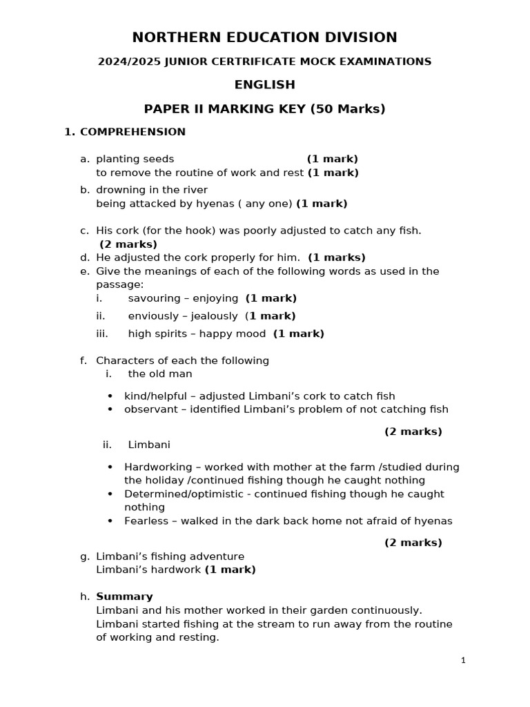2025 Jce Ned Mock p2 Marking Key | PDF