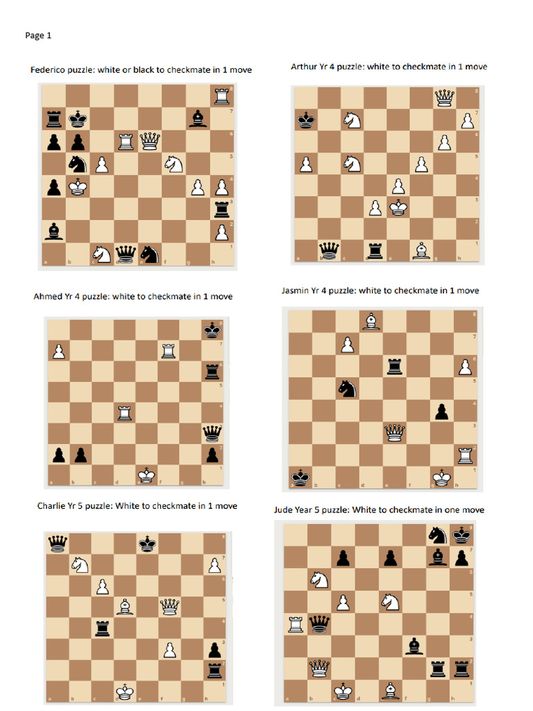 Year 4 Checkmate Puzzles in One Move | PDF | Competitive Games | Board ...