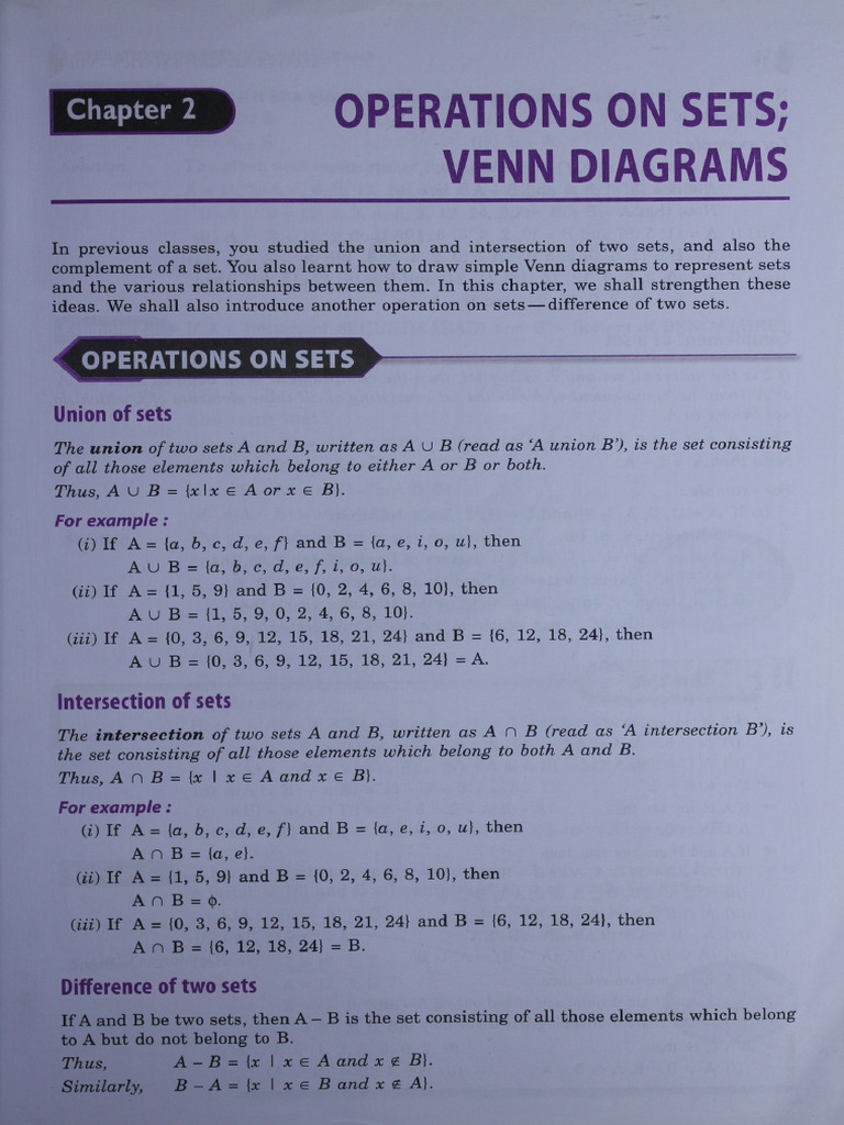 Chapter-02 Operations on Sets - Venn Diagrams | PDF