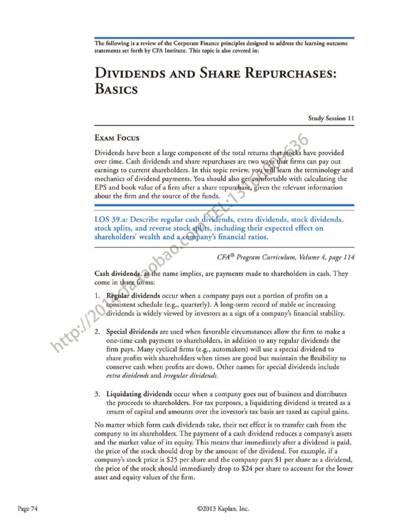 Dividends and Share Repurchases - Notes | PDF