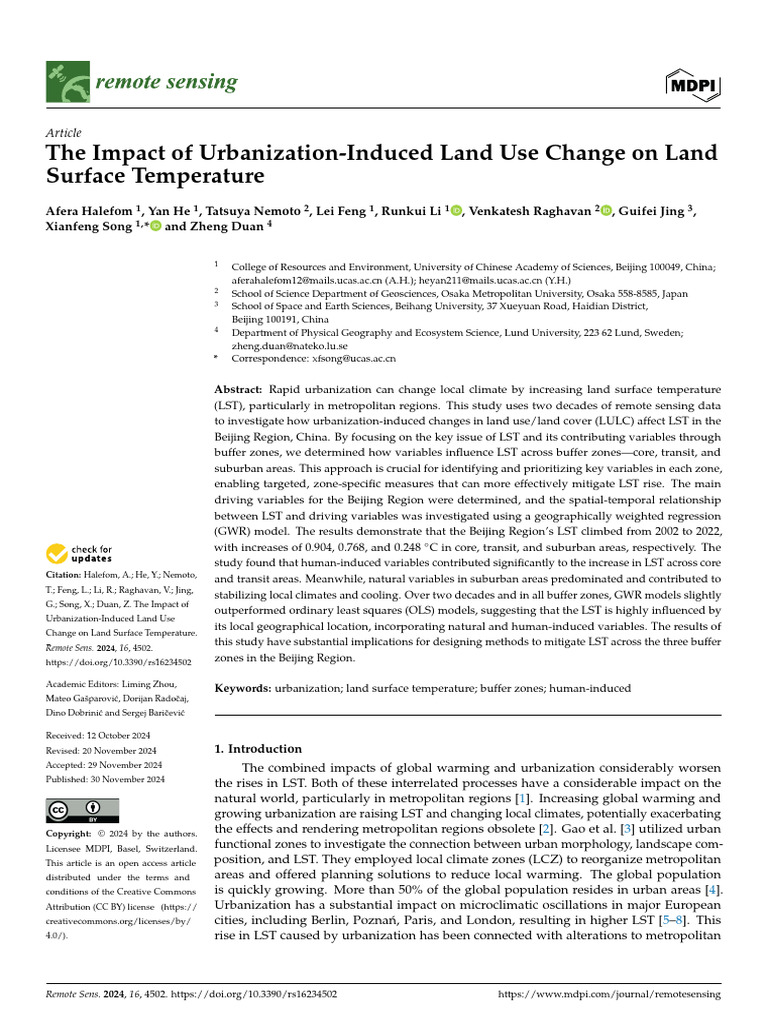 The Impact of Urbanization-Induced Land Use Change On Land | PDF ...