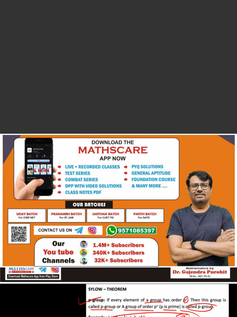 287) L17 - Sylow Theorem and Its Result On Group Theory | PDF