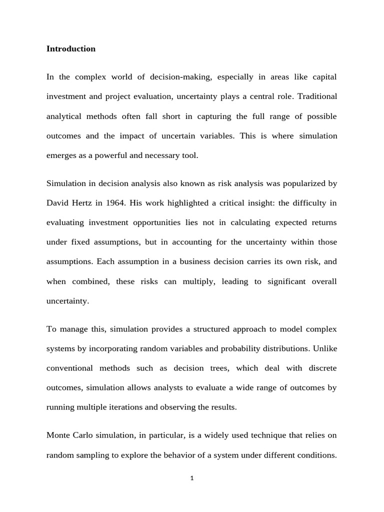 Engr INE Simulation in Decision Analysis | PDF | Simulation | Risk