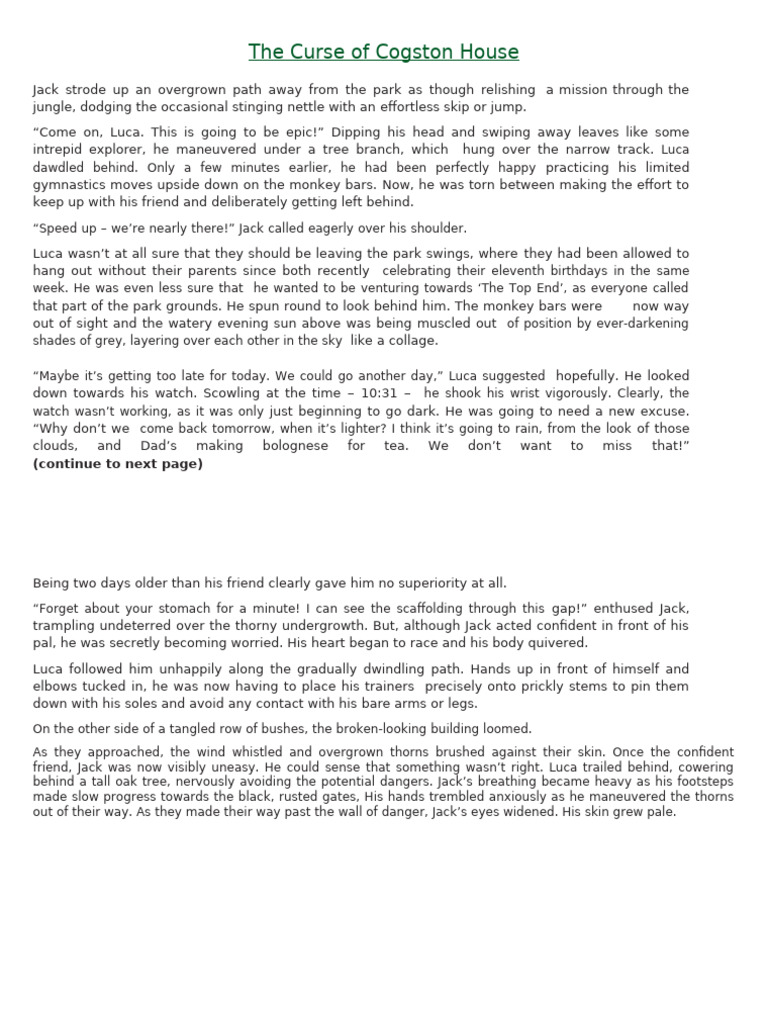 The Curse of Cogston House Text | PDF