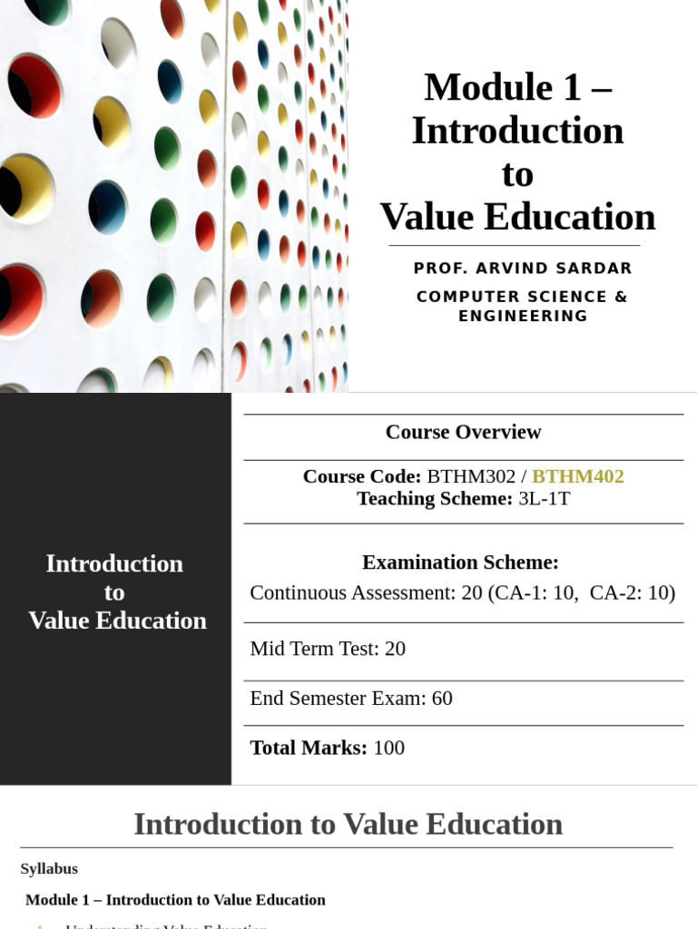 Unit 1 Module 1 - Introduction To Value Education | PDF | Intelligence ...