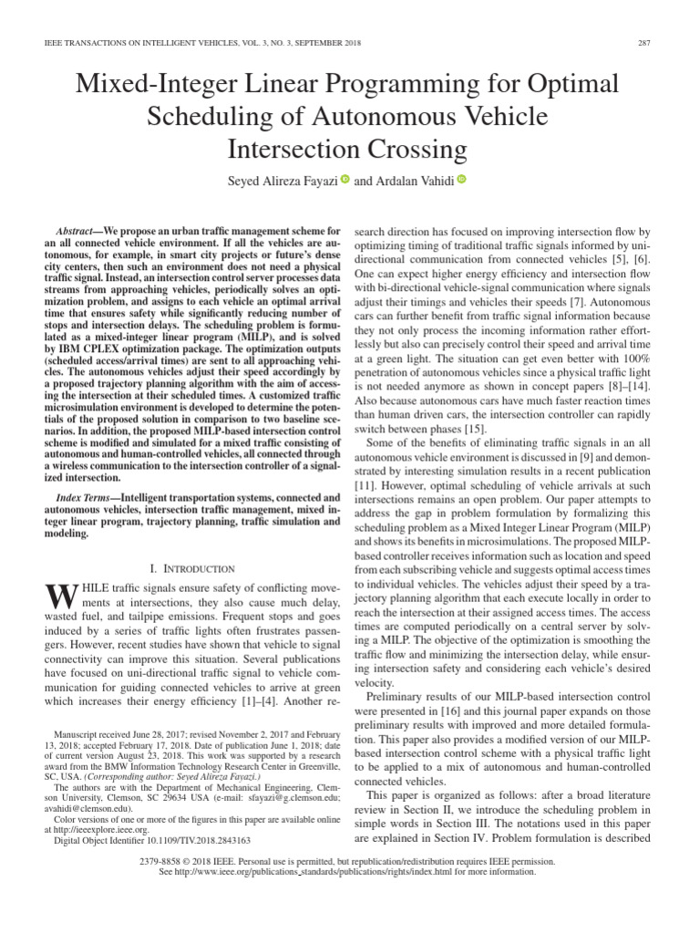Q4 Mixed-Integer Linear Programming For Optimal Scheduling of ...