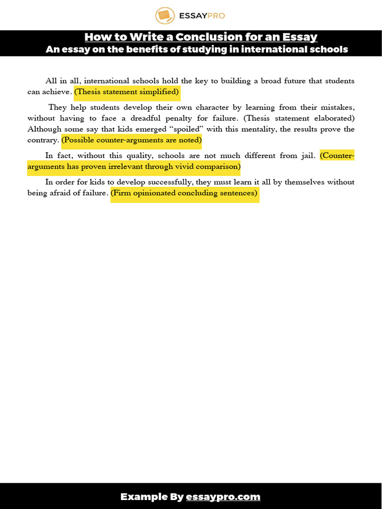 Benefits of Studying in International School Conclusion Example | PDF