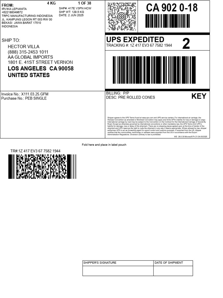 Ups Expedited: Los Angeles Ca 90058 United States United States | PDF ...