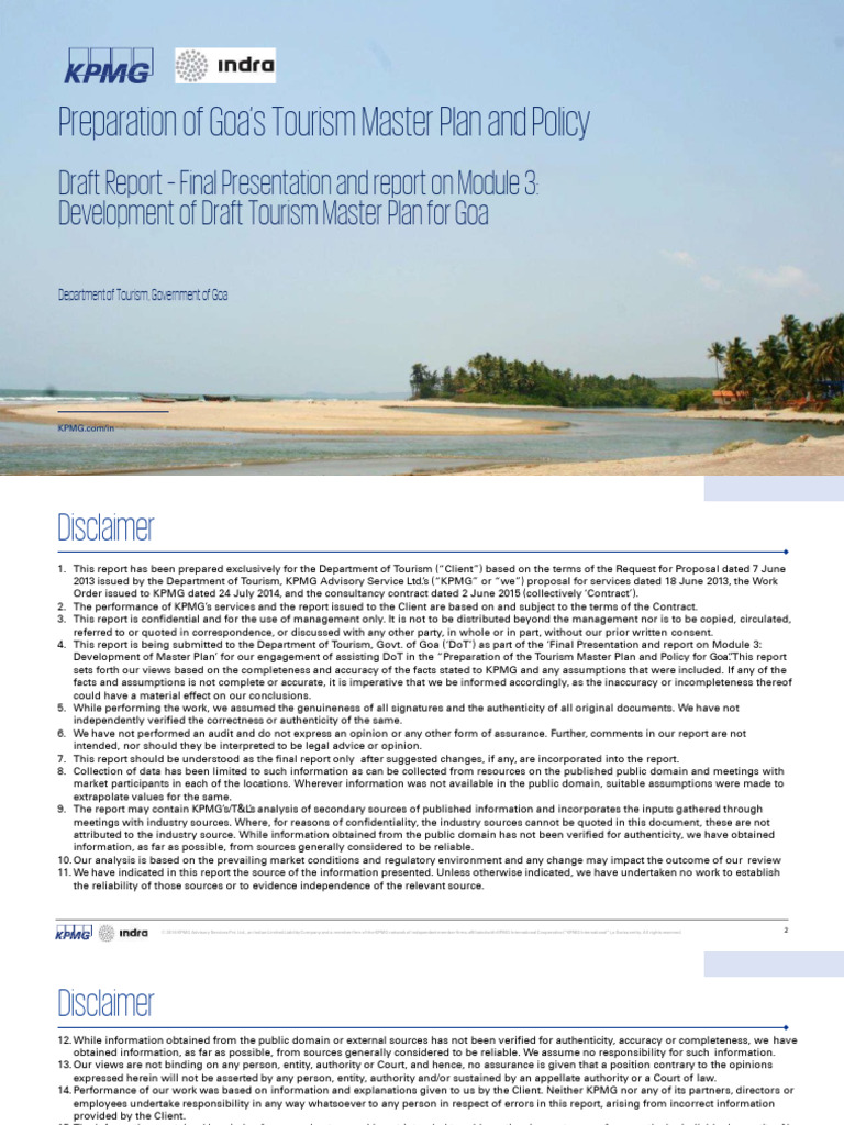 Preparation of Goa's Tourism Master Plan and Policy | PDF | Tourism ...