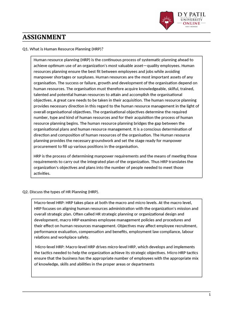 Human Resource Management Chapter 2 Assignment | PDF | Human Resources ...