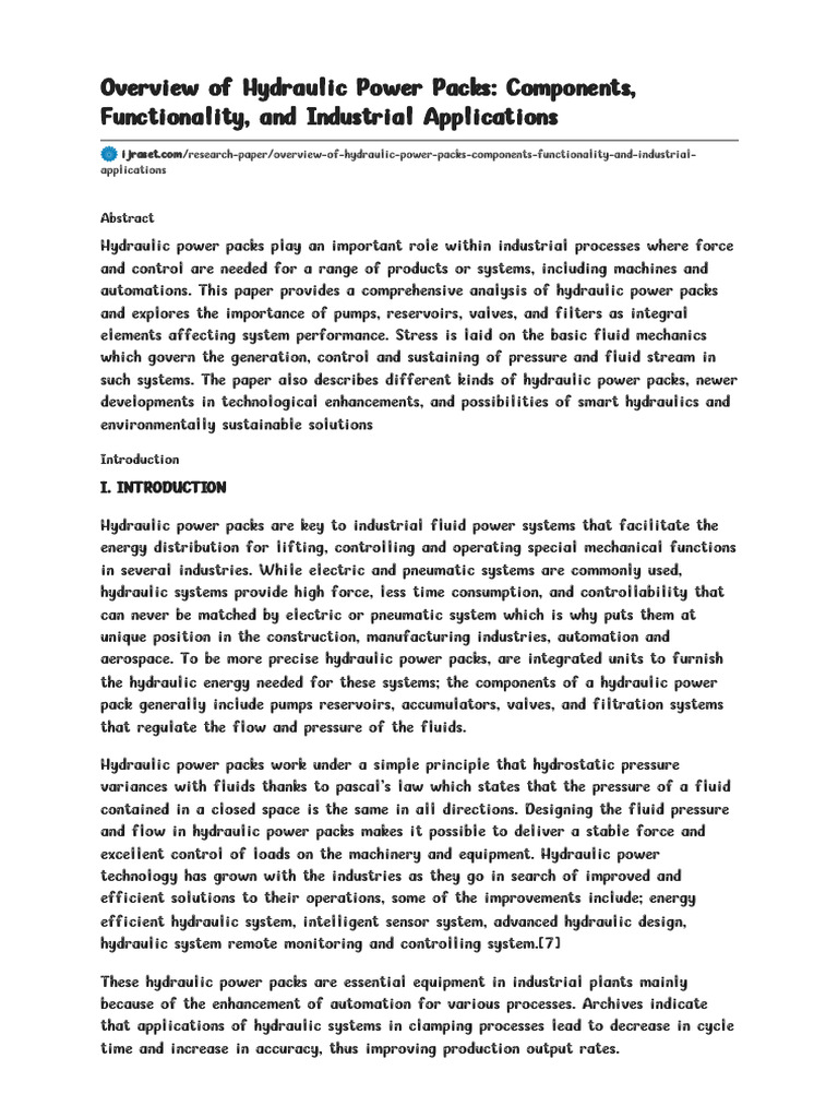 Overview of Hydraulic Power Packs - Components, Functionality, and ...
