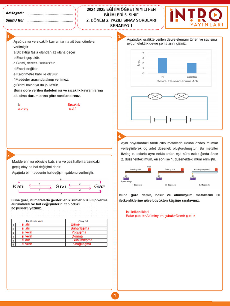 Sinif 2. Donem 2. Yazili Cevap Anahtari | PDF