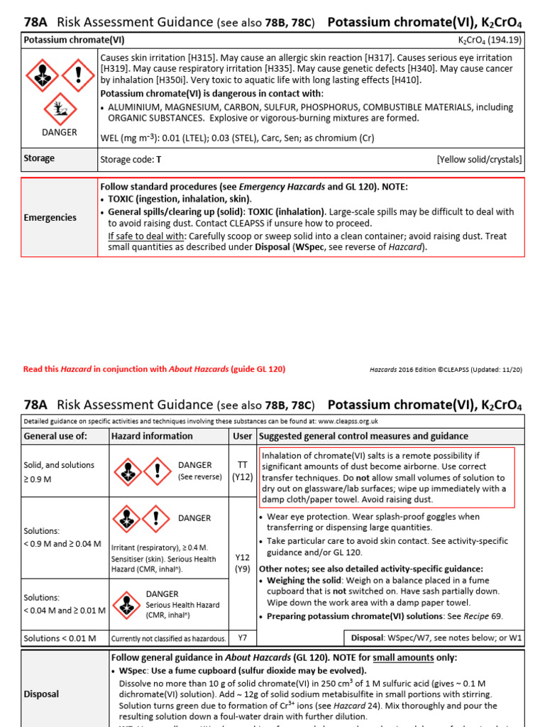HC078a Potassium Chromate VI | PDF | Hazards | Chromium