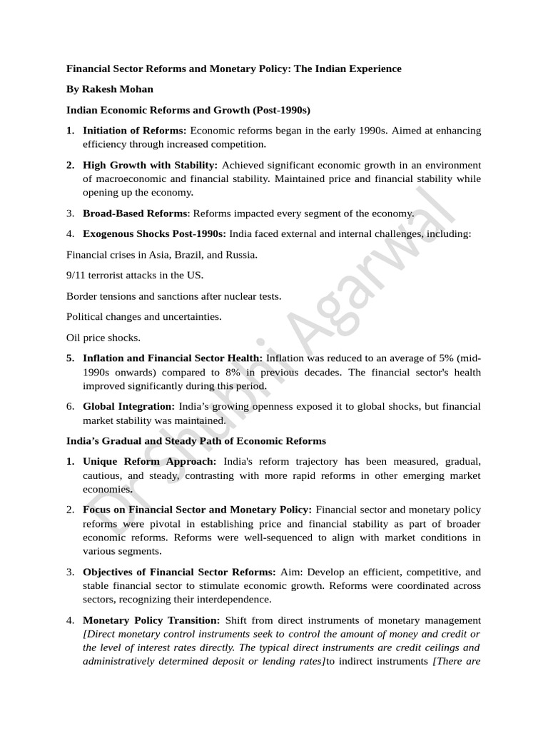 Indian Financial Sector Reforms Overview | PDF | Monetary Policy ...