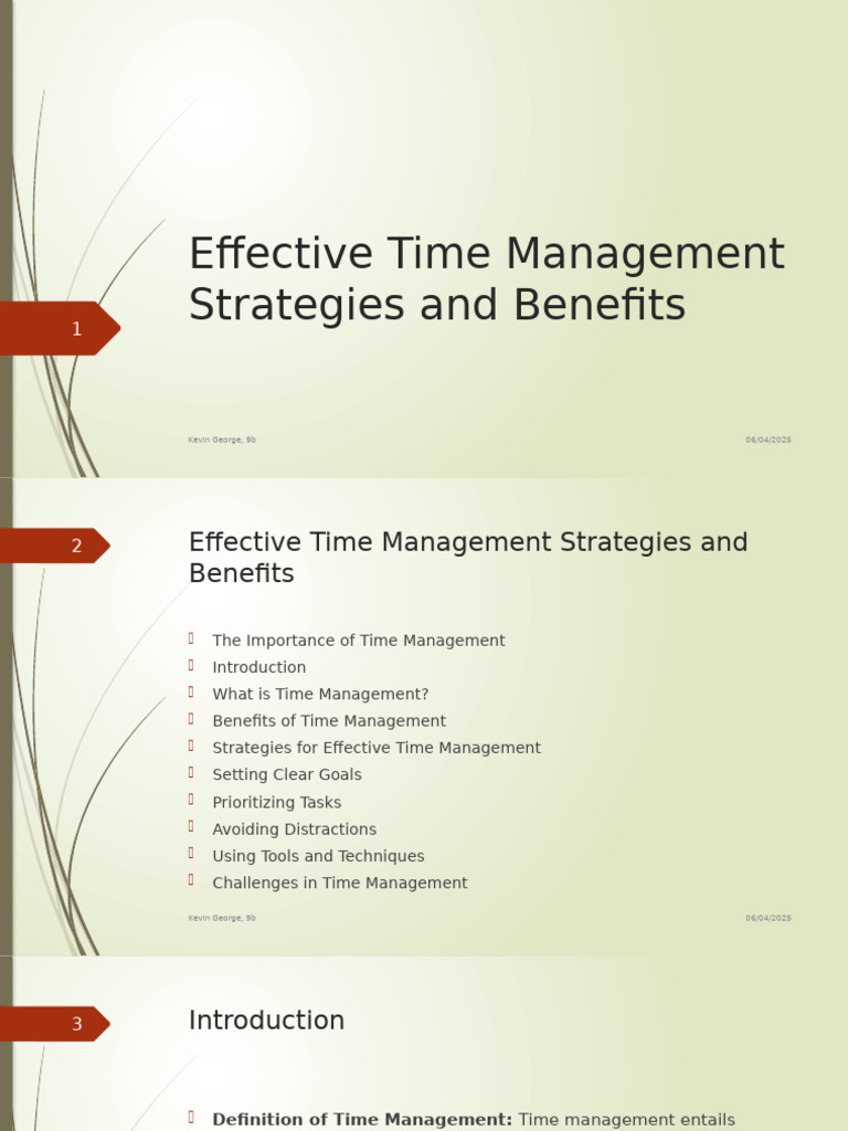 Effective Time Management Strategies and Benefits | PDF | Goal | Time ...
